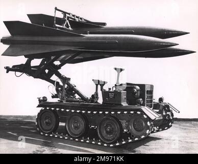 Raytheon/Northrop Hawk surface-to-air guided missiles on their launcher ...