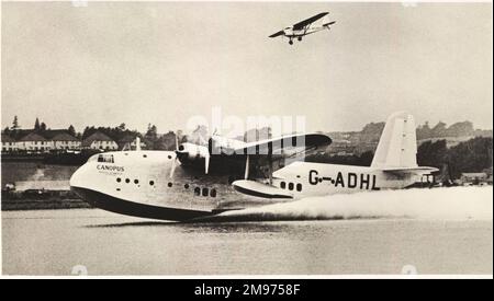 Short S23 Empire Flying Boat, G-ADHM, Caledonia, after its arrival at ...