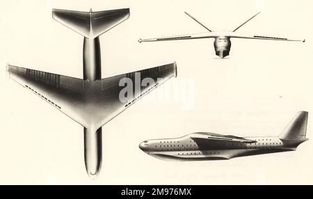 Saunders-Roe P192 study for a long-range 1,000-passenger/cargo flying ...