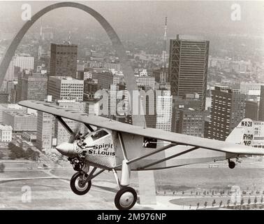A replica of the Spirit of St. Louis aircraft on display at the Fantasy ...