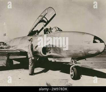 Lockheed P-80C-1-LO Shooting Star, 47-173, alongside a T-33 Stock Photo ...