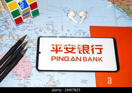In this photo illustration, the Ping An Insurance logo is displayed on ...