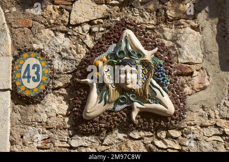 The three-legged symbol of Sicily: Trinacria Stock Photo - Alamy