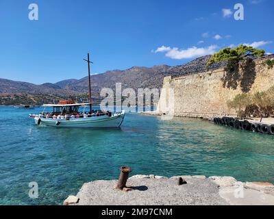 Spinalonga, Crete, Greece - October 10, 2022: Map and legend of the old ...