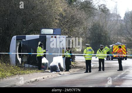 Police at the scene on the A39 Quantock Road in Bridgwater after a ...