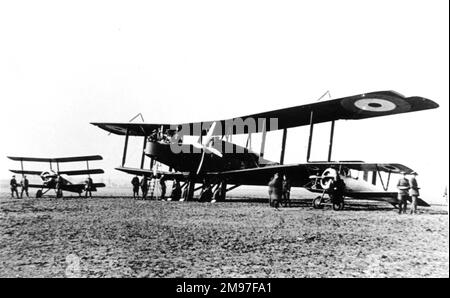 Handley Page 0/400 long range four-man heavy bomber with wings folded ...