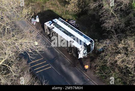 The scene on the A39 Quantock Road in Bridgwater after a double-decker ...