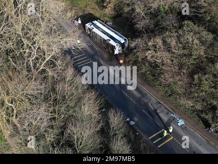 The scene on the A39 Quantock Road in Bridgwater after a double-decker ...