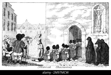 Cartoon, Flemish Characters, by James Gillray. Showing a group of ...