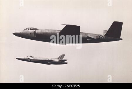 The Supermarine 508, VX133, is escorted by the second prototype Swift ...