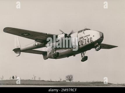 Fairchild EC-82A Packet, 45-57746, fitted with track-gear landing gear ...