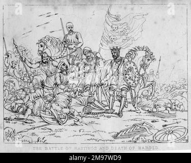 The death of King Harold at the Battle of Hastings, a scene from the ...