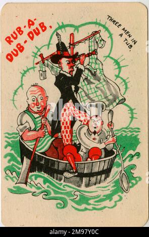 Rub a dub dub, three men in a tub, kids rubber bath toy as a still life ...