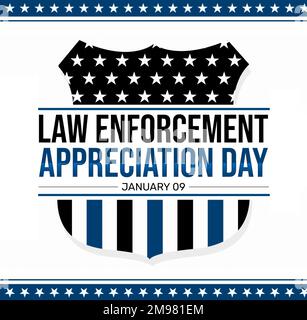 Law Enforcement Appreciation day wallpaper with blue color shapes and ...
