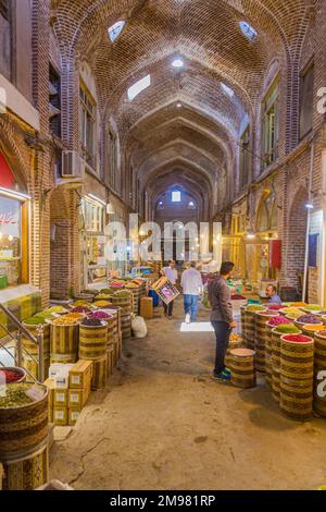 TABRIZ, IRAN - JULY 15, 2019: Painting section of the Bazaar in Tabriz ...