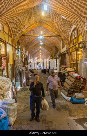 TABRIZ, IRAN - JULY 15, 2019: Painting section of the Bazaar in Tabriz ...