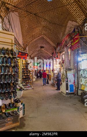 TABRIZ, IRAN - JULY 15, 2019: Painting section of the Bazaar in Tabriz ...