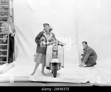 Advertisement for National Benzole petroleum -- female model opening a ...