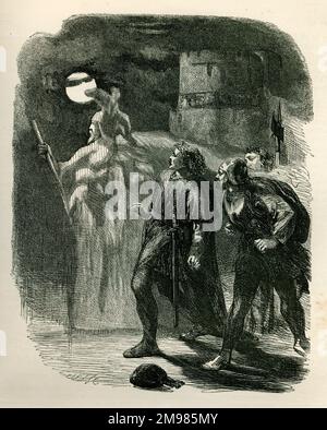Hamlet - with his father's ghost on the battlements Stock Photo - Alamy