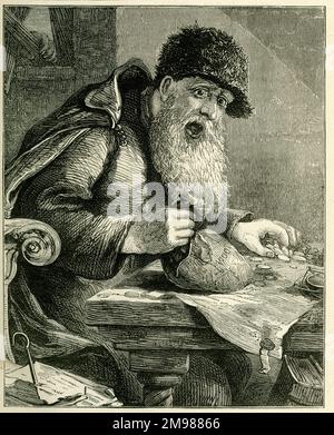 A miserly man counting his money Stock Photo - Alamy