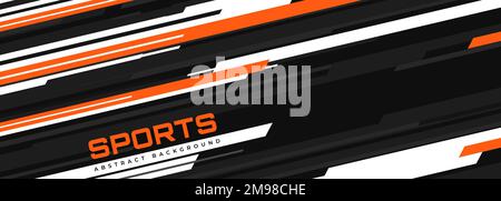Abstract modern white wide sports background with black and orange ...