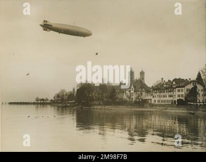 The LZ129 Hindenburg over Lake Constance on 4 March 1936, during its ...