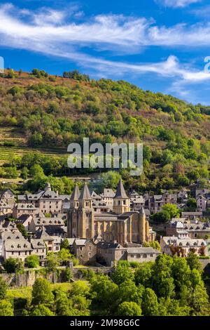 UNESCO village of Conques-en-Rouergue in Aveyron department, France ...