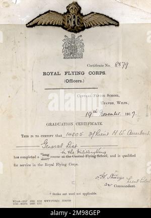 A First World War certificate signed by Winston Churchill confirming ...