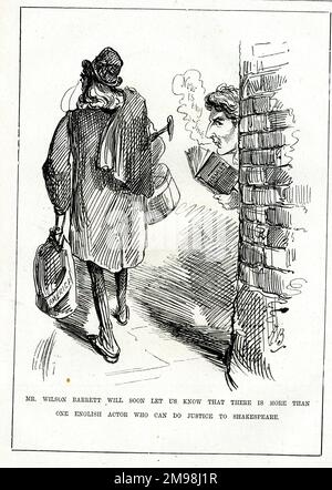 Cartoon, Henry Irving and Wilson Barrett, rival Shakespearean actors ...