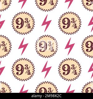 Witches school of magical objects seamless pattern in flat style. Broom ...