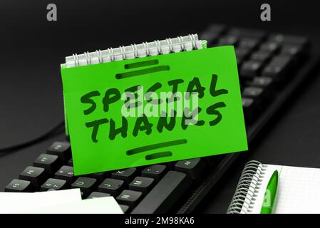 Conceptual display Thank You. Internet Concept replaying on something ...