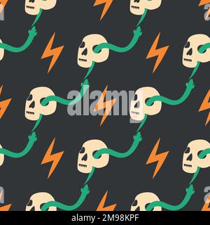 Skull, snake, goblet, magic symbols seamless pattern. Magic and death ...