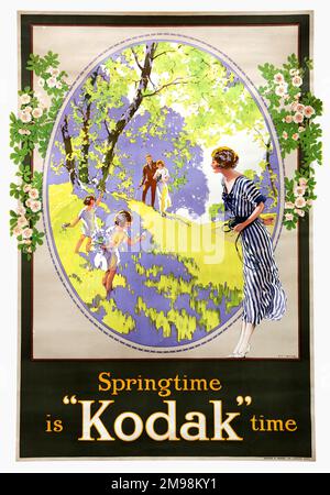 Poster, Springtime is Kodak Time, showing the Kodak Girl in her ...