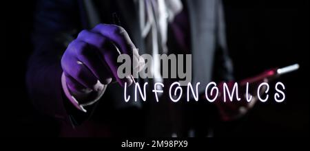 Sign displaying Infonomics, Business concept visual image used to ...