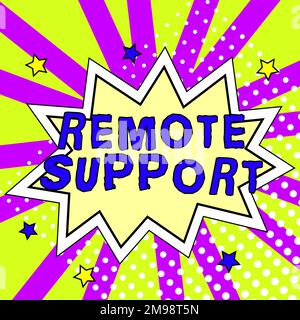 Sign displaying Remote Support, Business showcase help end-users to ...