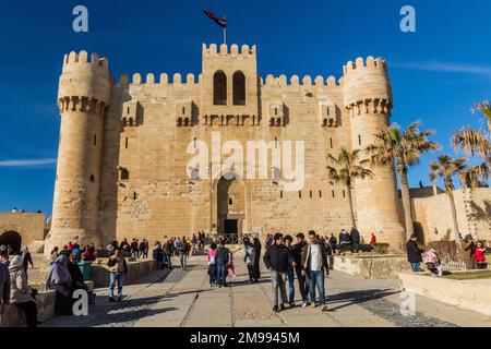 People visit Citadel of Qaitbay (Fort of Qaitbey) in Alexandria, Egypt ...