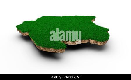 Suriname Map soil land geology cross section with green grass and Rock ...