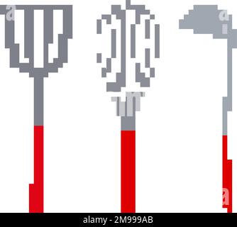 Vector Illustration of Spatula with Pixel Art Design, perfect for game ...