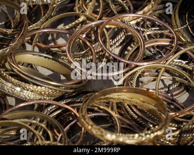 Copper ware shop with crockery, pots and pans in the metal work part of ...