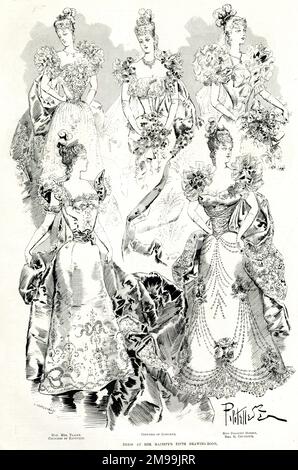 Dresses at Queen Victoria's Fifth Drawing Room, worn by Miss Ida ...