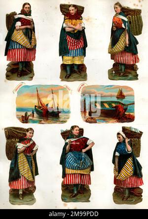 Scottish Sea Fishing Industry. Coastal landscape & drying Salmon fish ...