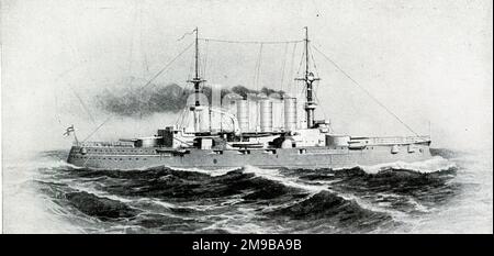 German pre-dreadnought battleship, SMS Zahringen, Wittelsbach-class ...