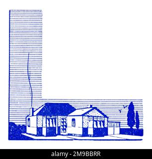 Detached house - 1950s printer's block Stock Photo - Alamy