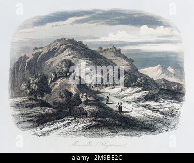 A view of Mekele (Mekelle), Tigray, northern Ethiopia. Colourised ...