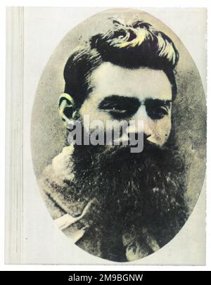 Portrait photograph of Australian bushranger Ned Kelly, taken the day ...