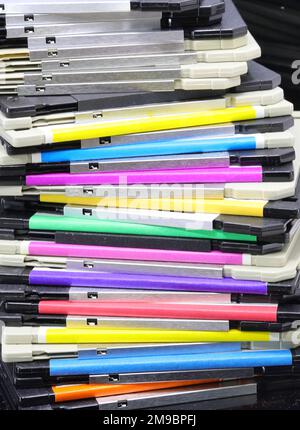 Old floppy disks used to save computer data in the 90s Stock Photo - Alamy
