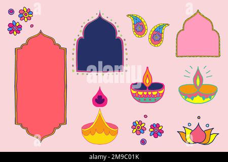 Diwali Indian rangoli vector illustration set Stock Vector Image & Art ...