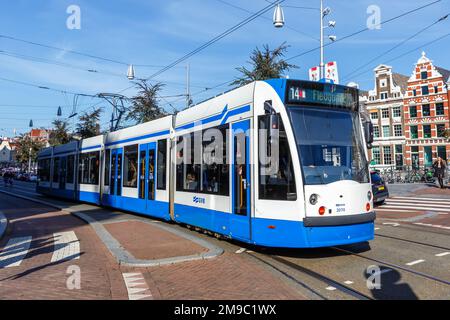 Amsterdam, Netherlands - October 9, 2022: Siemens Combino tram light ...