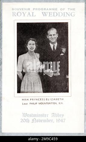 Royal Wedding Souvenir Programme, Princess Elizabeth and Lieutenant Philip Mountbatten ...