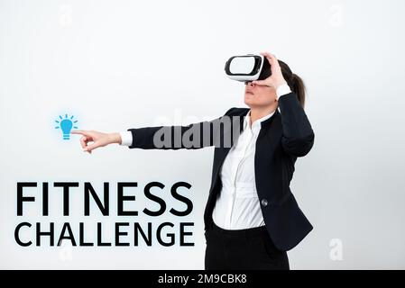 Text caption presenting Fitness Challenge. Business overview condition ...